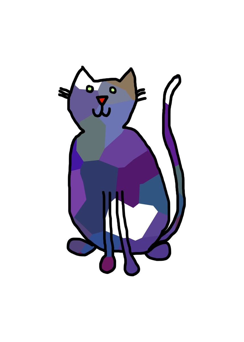 'Blue Patches Cat' Poster, picture, metal print, paint by ellenhenryart ...