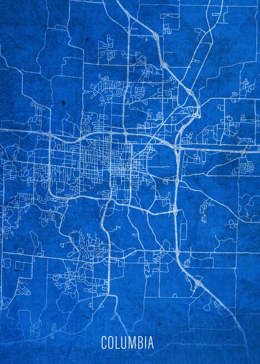 'Columbia City Street Map' Poster, picture, metal print, paint by ...