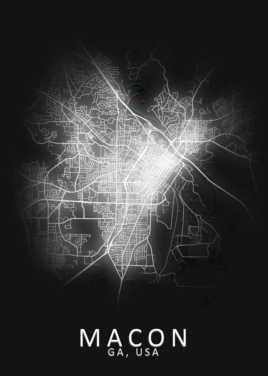 'Macon GA USA City Map' Poster, picture, metal print, paint by City Map ...