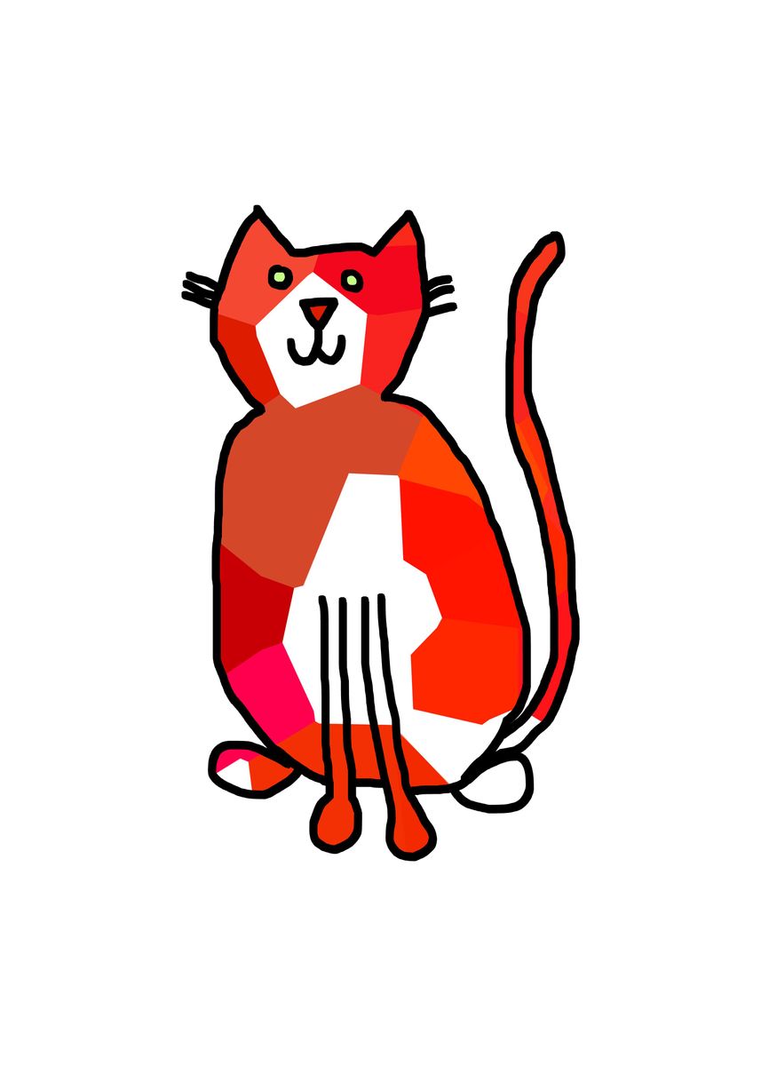 'Red Patches Cat' Poster, picture, metal print, paint by ellenhenryart ...