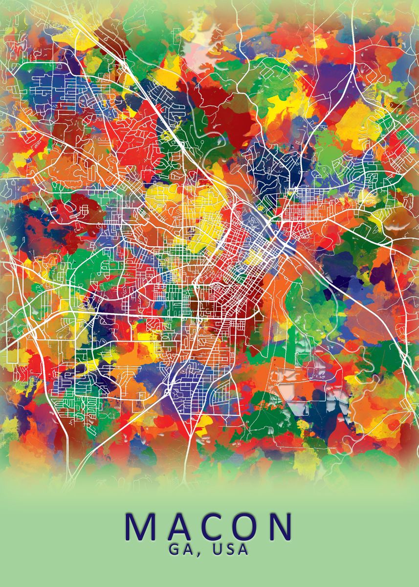 'Macon GA USA City Map' Poster, picture, metal print, paint by City Map ...