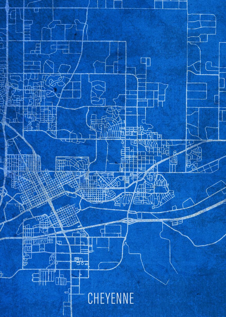 'Cheyenne City Street Map' Poster, picture, metal print, paint by ...