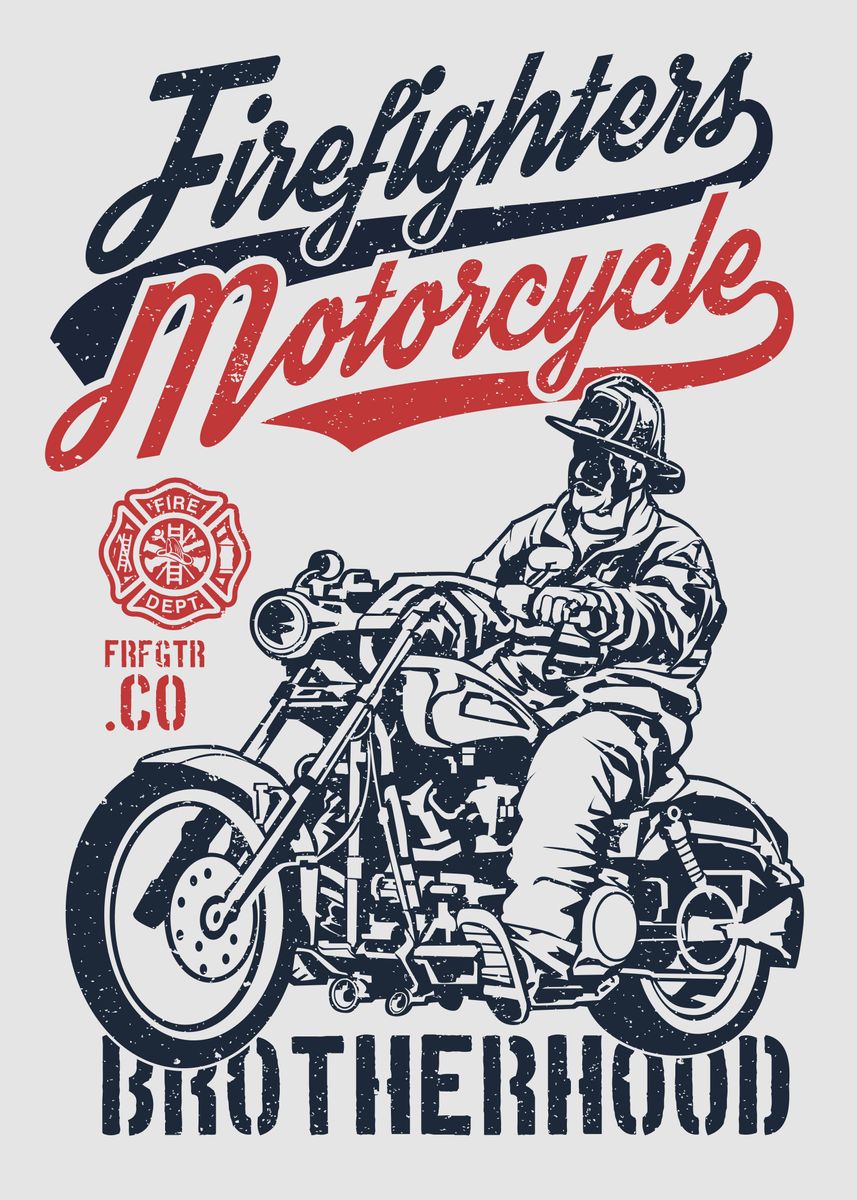 'Firefighter Motocycle Club' Poster by Chris Simmons | Displate