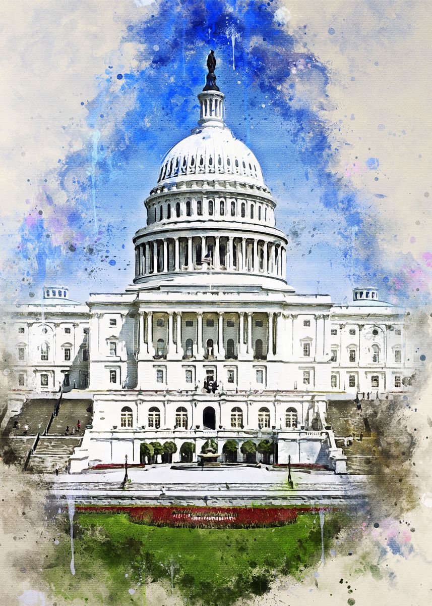 'Washington in Watercolor' Poster, picture, metal print, paint by ...