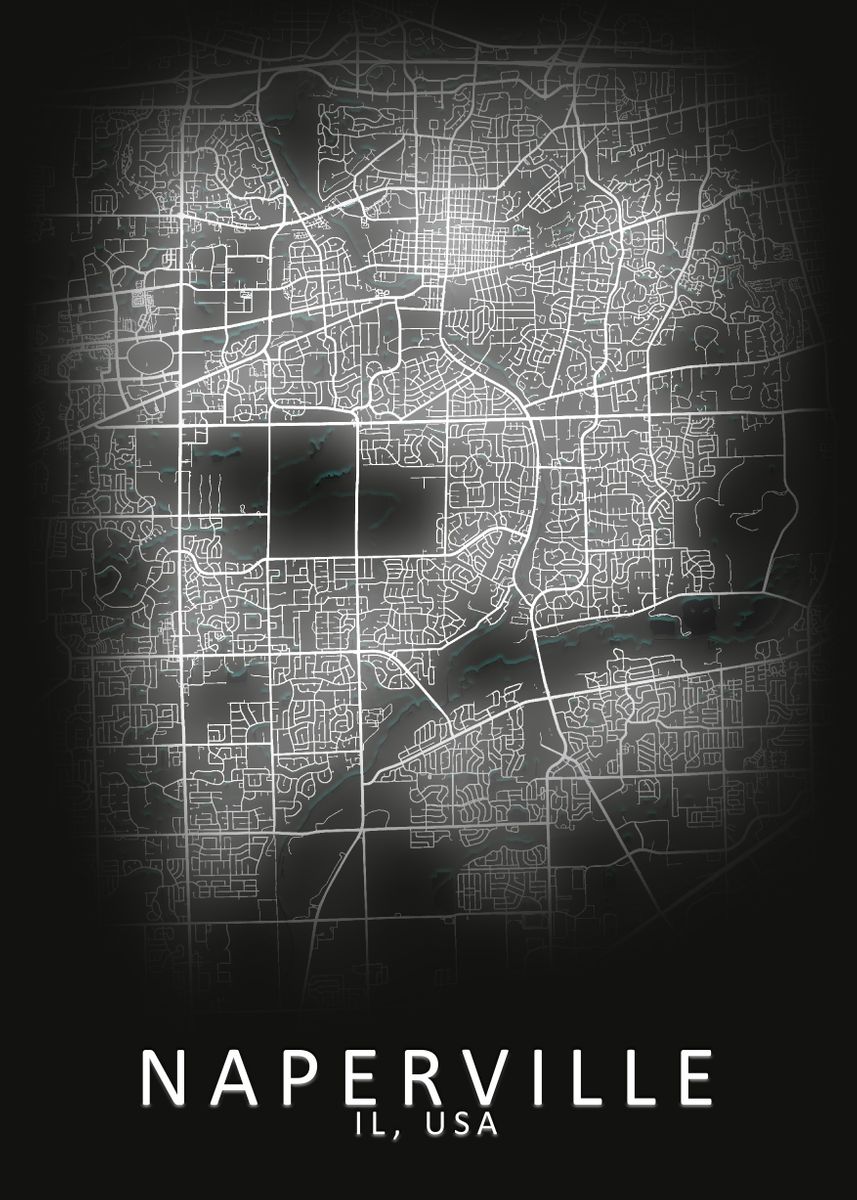 'Naperville IL USA City Map' Poster, picture, metal print, paint by ...