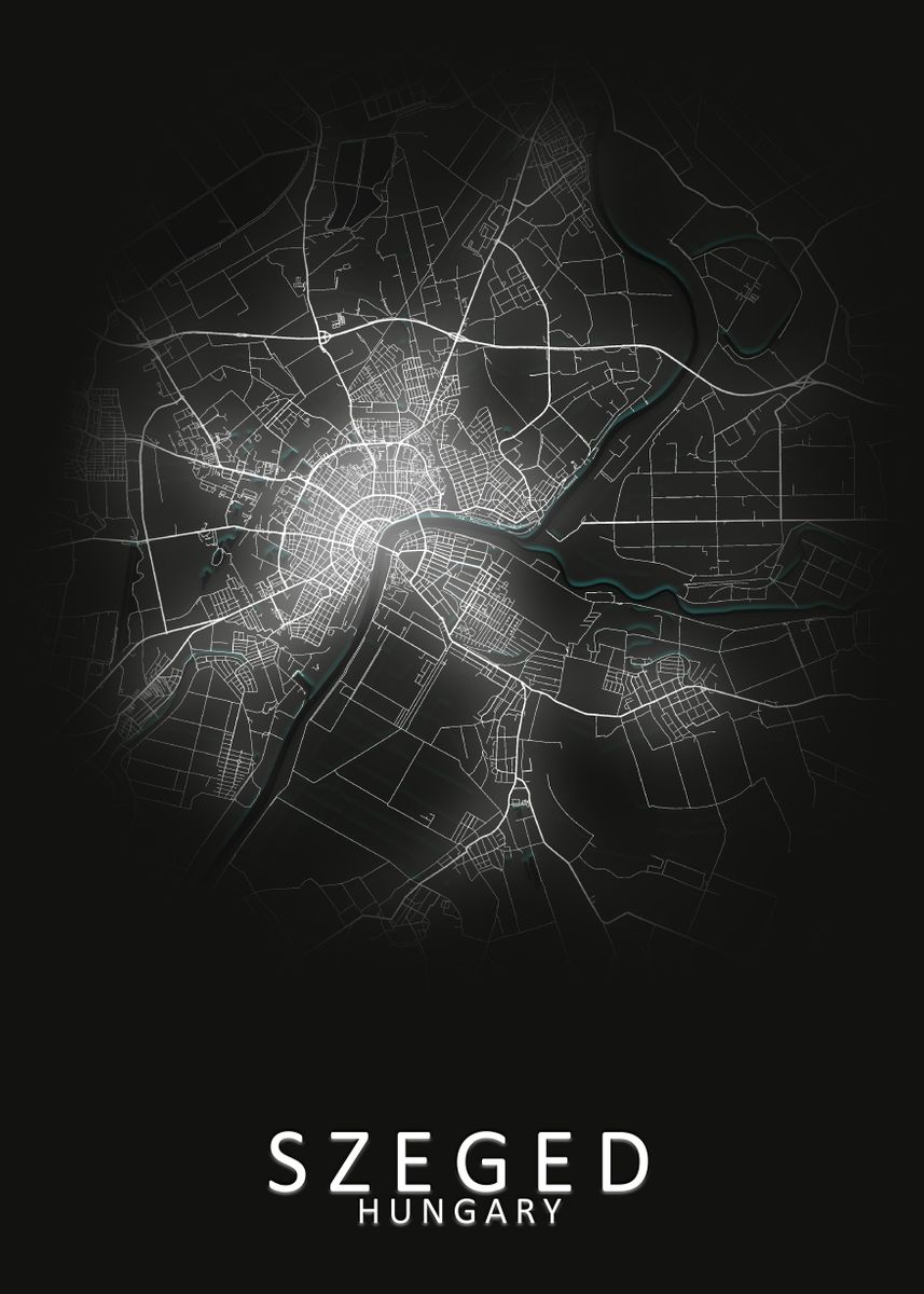 'Szeged Hungary City Map' Poster by City Map Art Prints | Displate