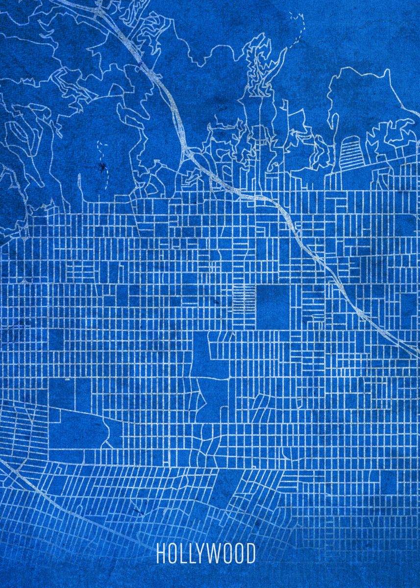 'Hollywood City Street Map' Poster by Design Turnpike | Displate