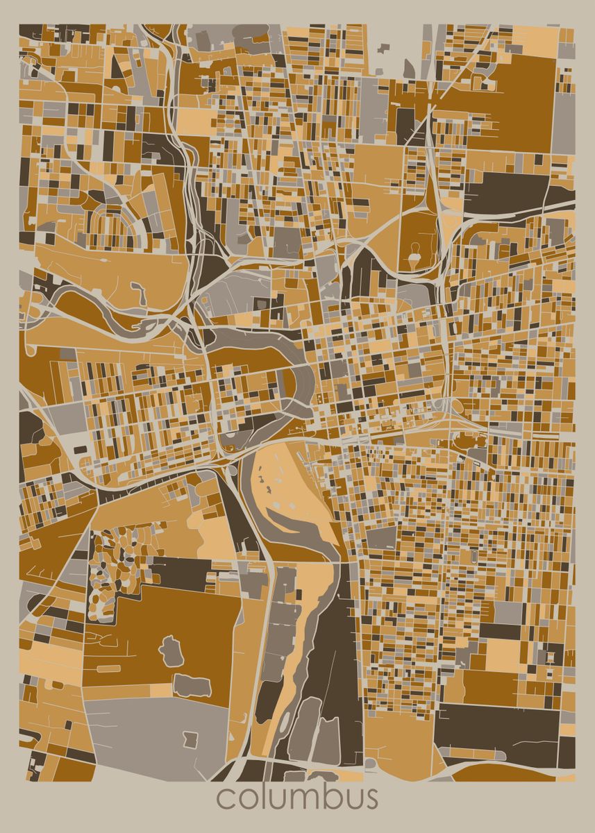 'columbus map retro 3' Poster by Bekim Art | Displate