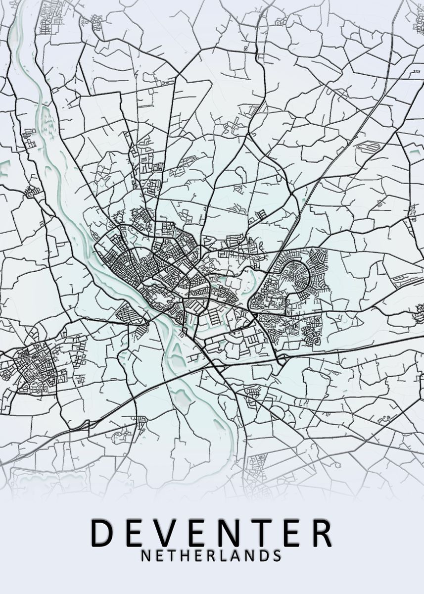'Deventer Netherlands Map' Poster, picture, metal print, paint by City ...