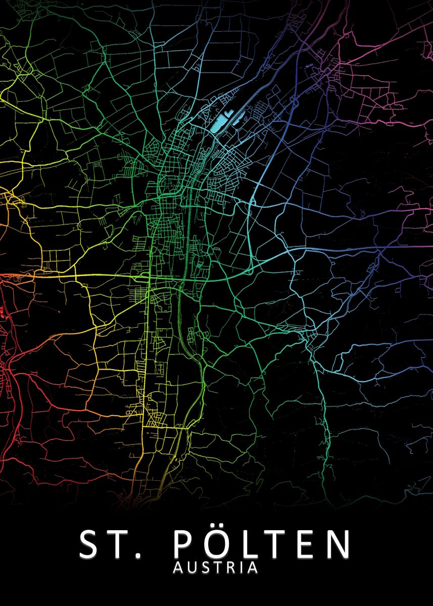 'St Polten Austria City Map' Poster by City Map Art Prints | Displate