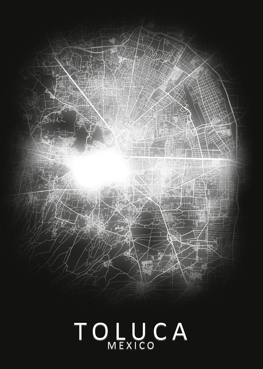 'Toluca Mexico City Map' Poster by City Map Art Prints | Displate