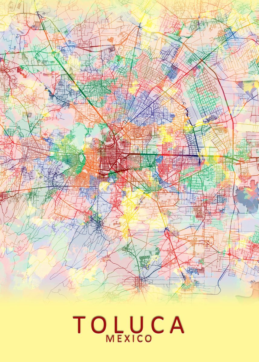 'Toluca Mexico City Map' Poster by City Map Art Prints | Displate