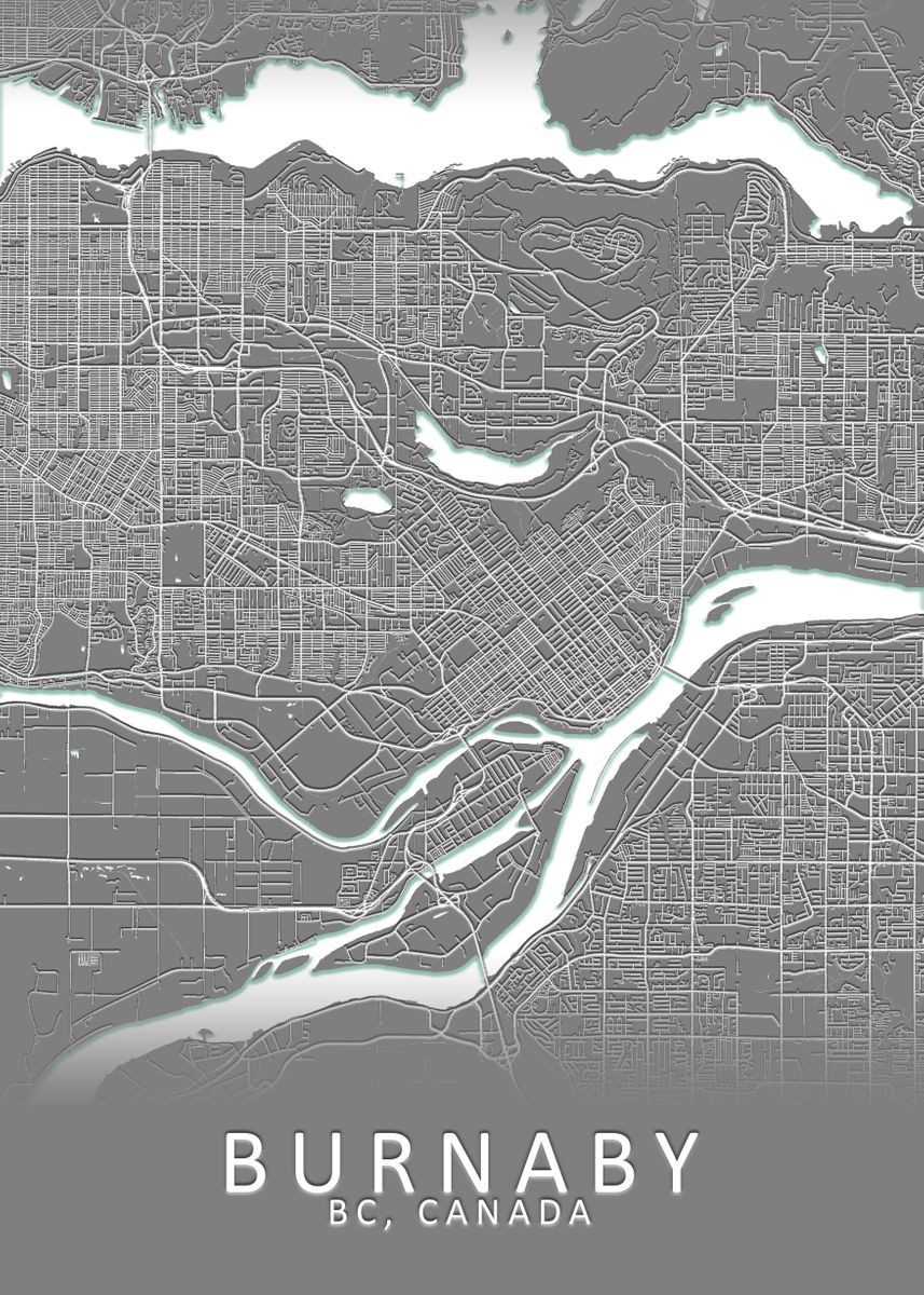 'Burnaby BC Canada City Map' Poster by City Map Art Prints | Displate