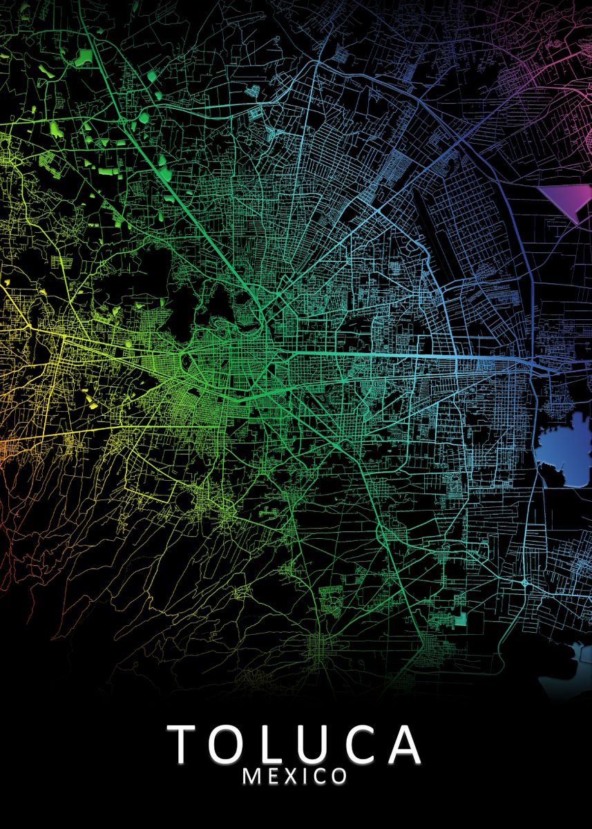 'Toluca Mexico City Map' Poster by City Map Art Prints | Displate