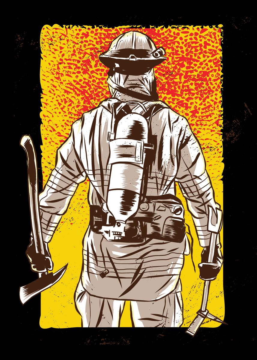 'Firefighter' Poster, picture, metal print, paint by Wonderful Dream ...