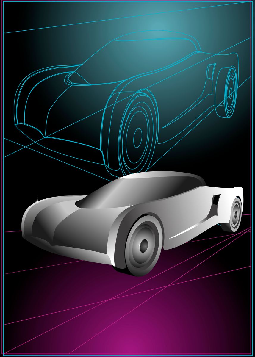 'Abstract concept car ' Poster, picture, metal print, paint by ...