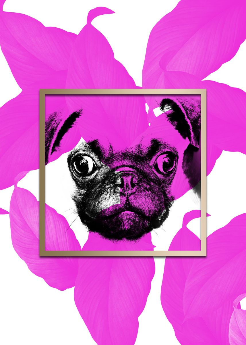 'Colourful Pug Dog Modernis' Poster by Graphicco Agency | Displate