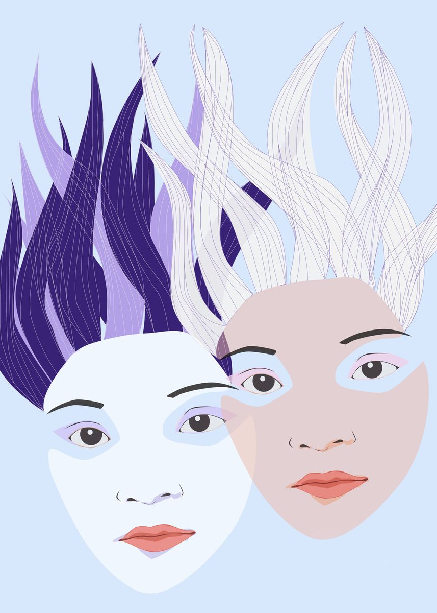 'Two Faced Mask' Poster, picture, metal print, paint by Queency Loyao ...