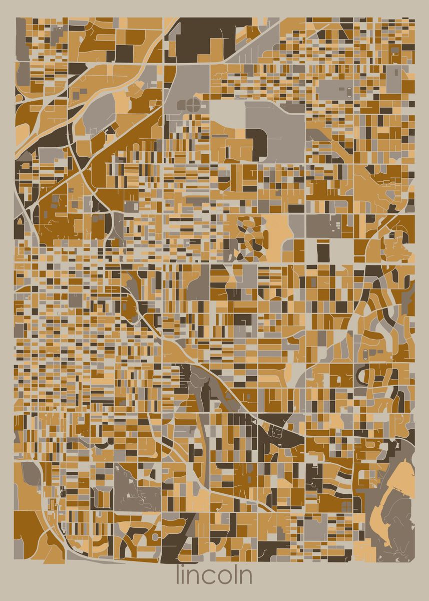 'lincoln map retro 3' Poster by Bekim Art | Displate