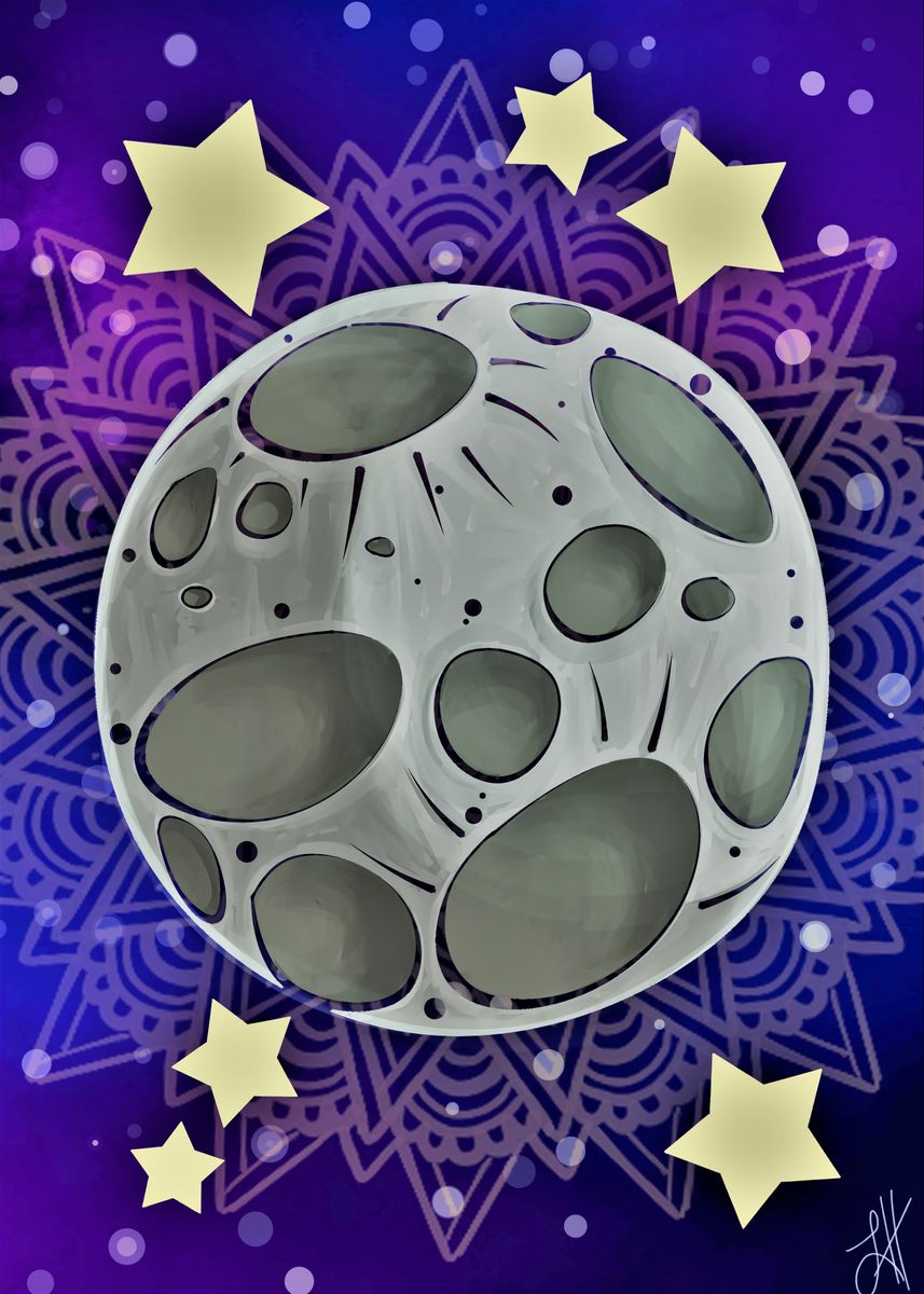 'Moony' Poster, picture, metal print, paint by Laura Houchin | Displate