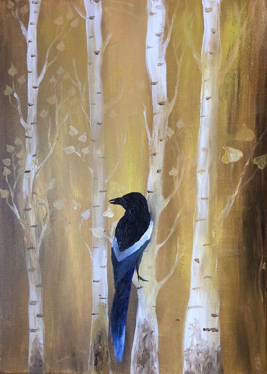 'Magpie' Poster, picture, metal print, paint by Veronica Petrut | Displate