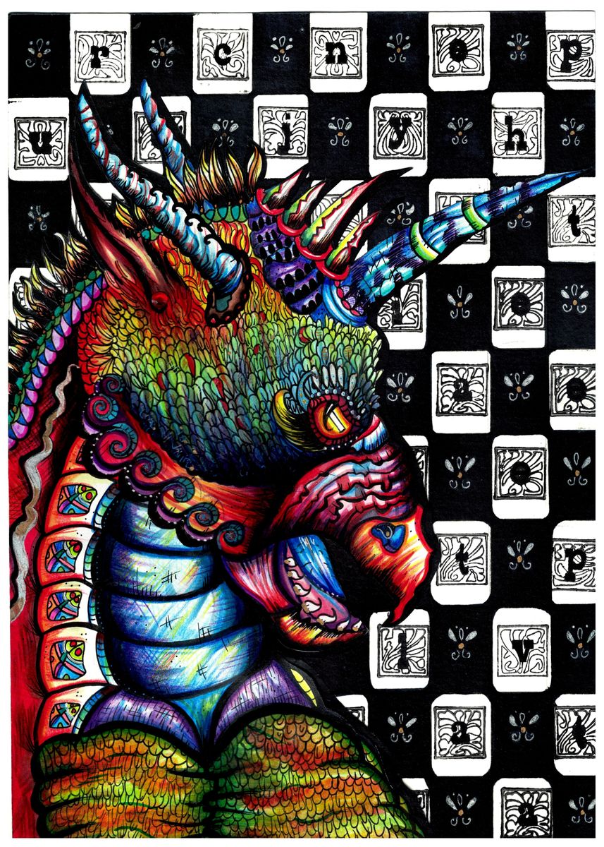 'Vintage Dragon' Poster by Elena Wolf | Displate