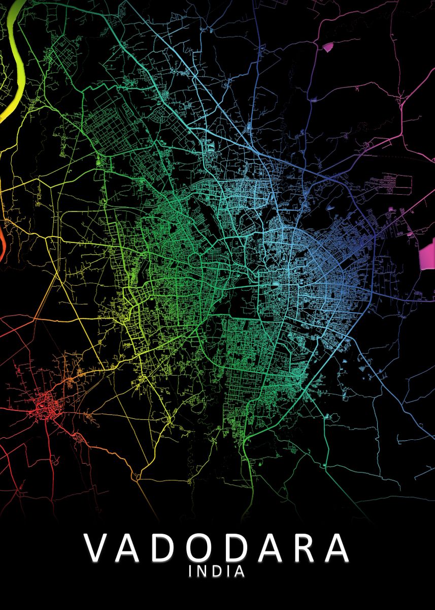 'Vadodara India City Map' Poster, picture, metal print, paint by City ...