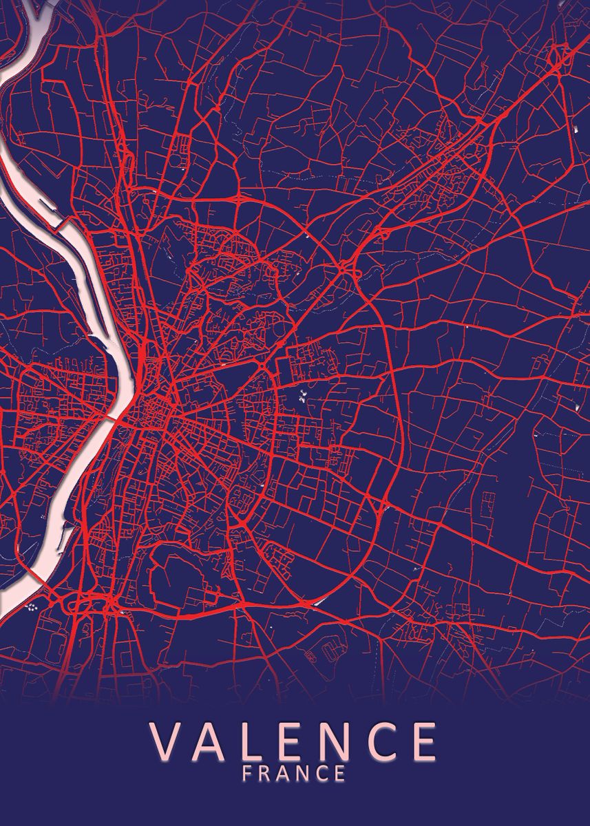 'Valence France City Map' Poster, picture, metal print, paint by City ...