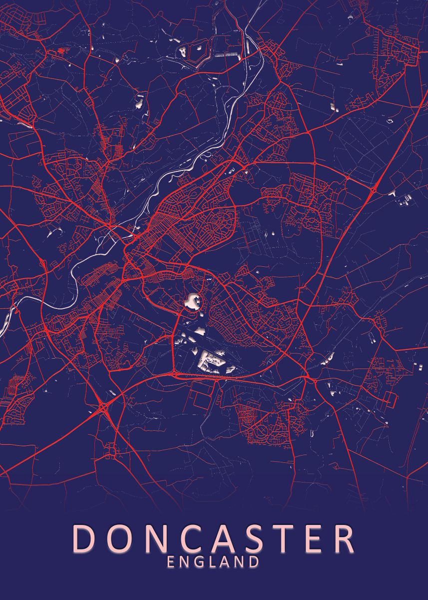 'Doncaster England City Map' Poster by City Map Art Prints | Displate