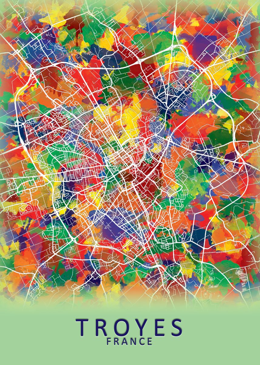 'Troyes France City Map' Poster by City Map Art Prints | Displate