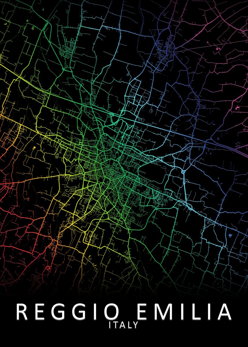 'Reggio Emilia Italy Map' Poster, picture, metal print, paint by City ...