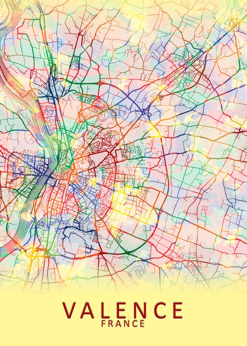 'Valence France City Map' Poster, picture, metal print, paint by City ...