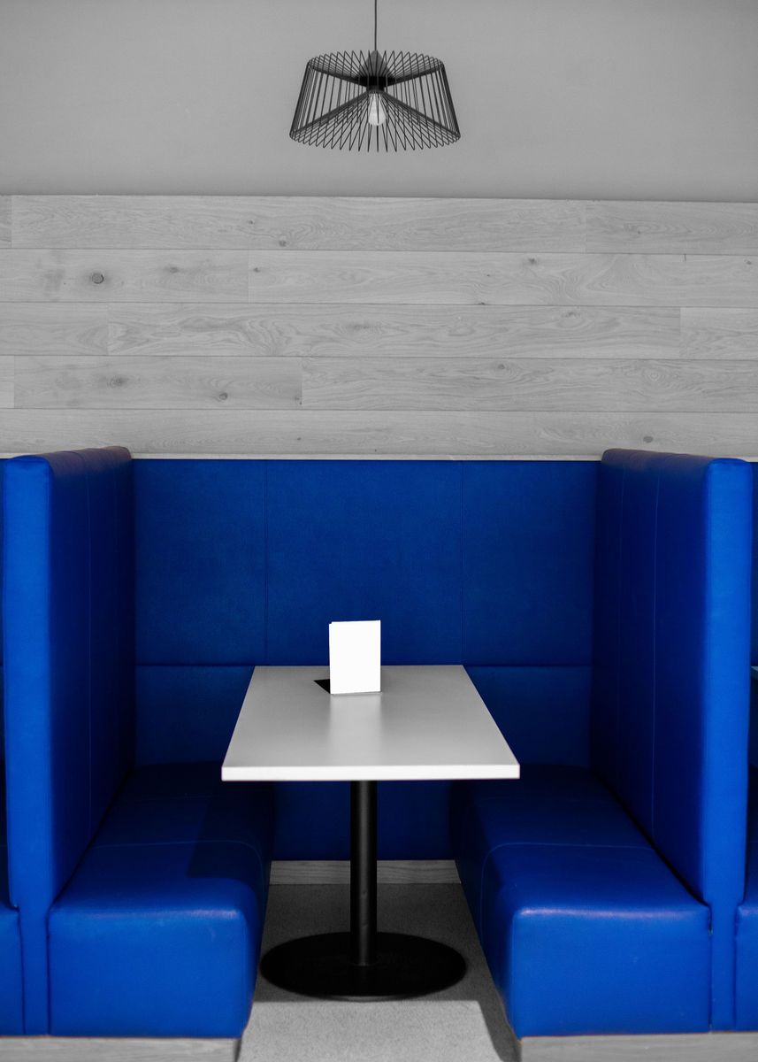 'Blue Booth' Poster, picture, metal print, paint by Stoobie | Displate