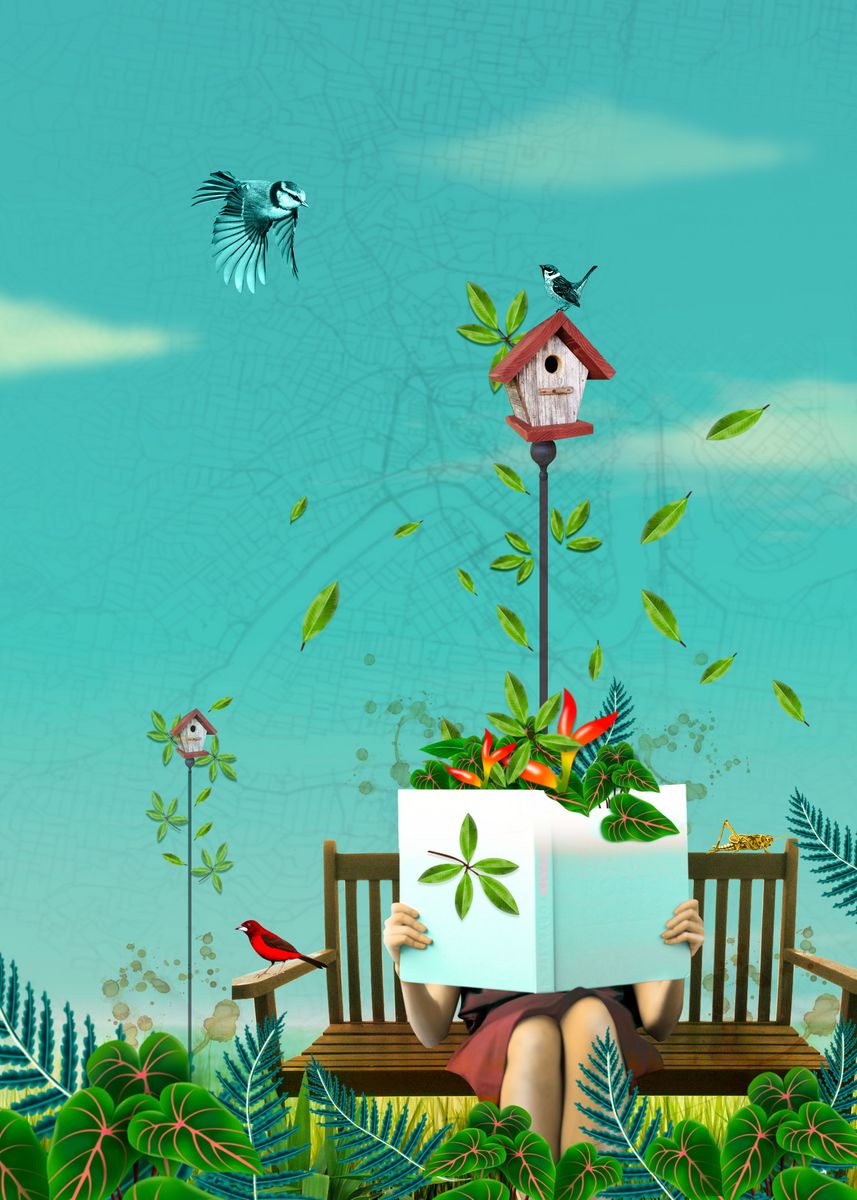 'Bird Houses' Poster by Magda hernandez arevalo | Displate