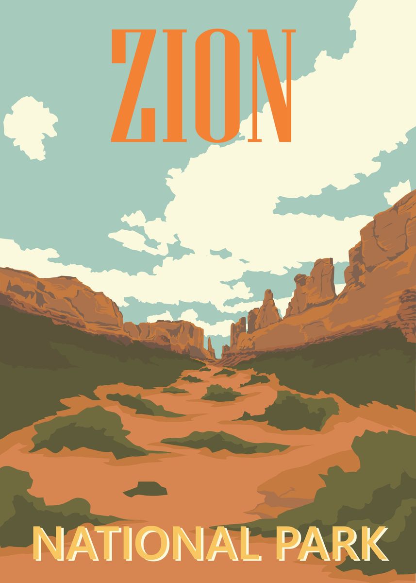 'zion national park poster' Poster, picture, metal print, paint by ...