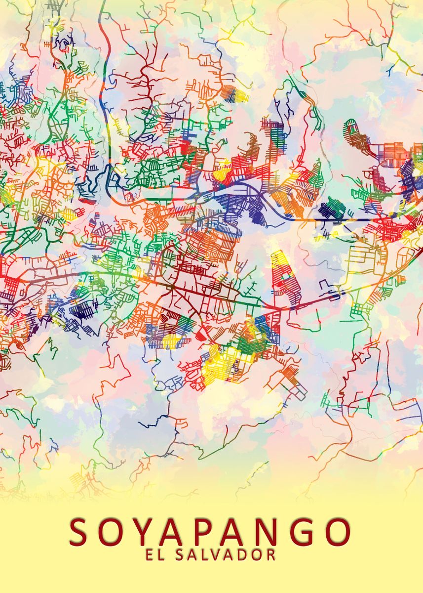 'Soyapango El Salvador Map' Poster by City Map Art Prints | Displate