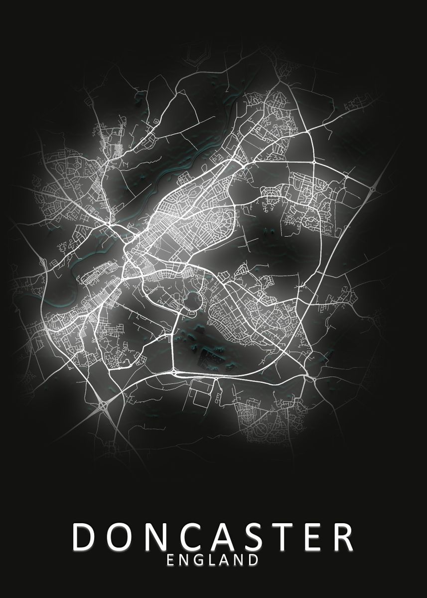 'Doncaster England City Map' Poster, picture, metal print, paint by ...