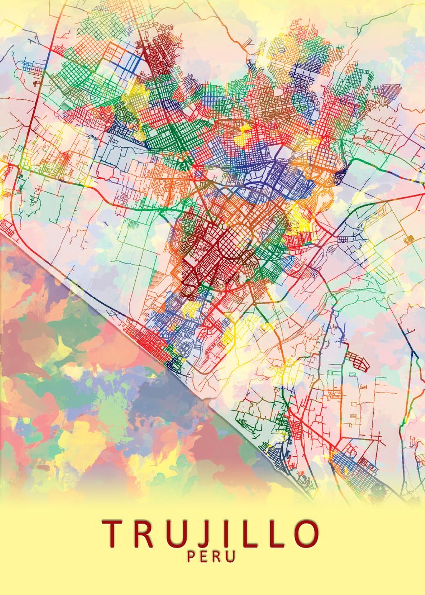'Trujillo Peru City Map' Poster by City Map Art Prints | Displate