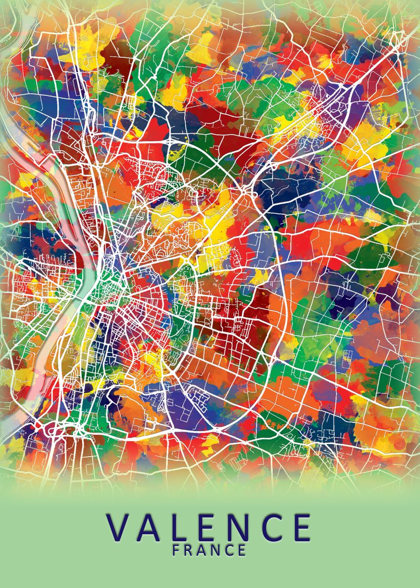 'Valence France City Map' Poster by City Map Art Prints | Displate
