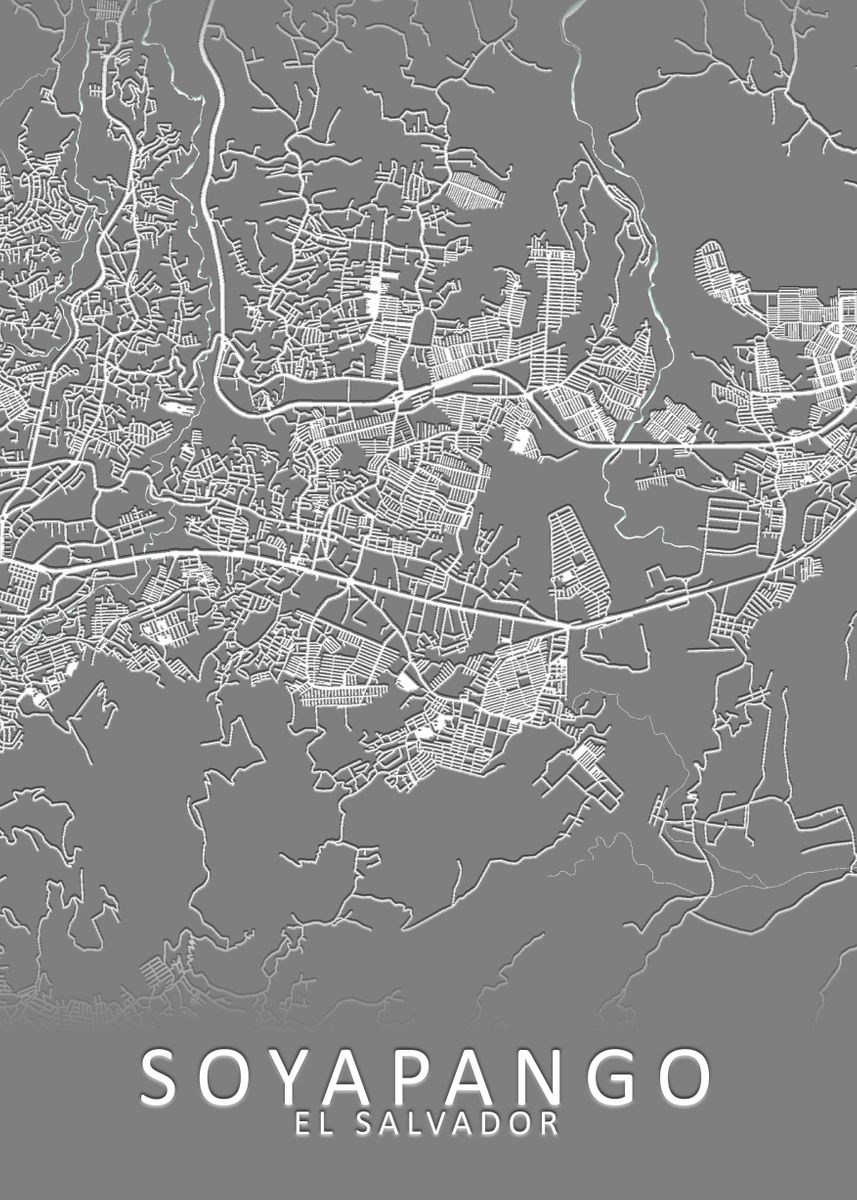 'Soyapango El Salvador Map' Poster, picture, metal print, paint by City ...