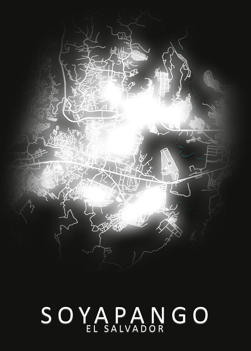 'Soyapango El Salvador Map' Poster, picture, metal print, paint by City ...