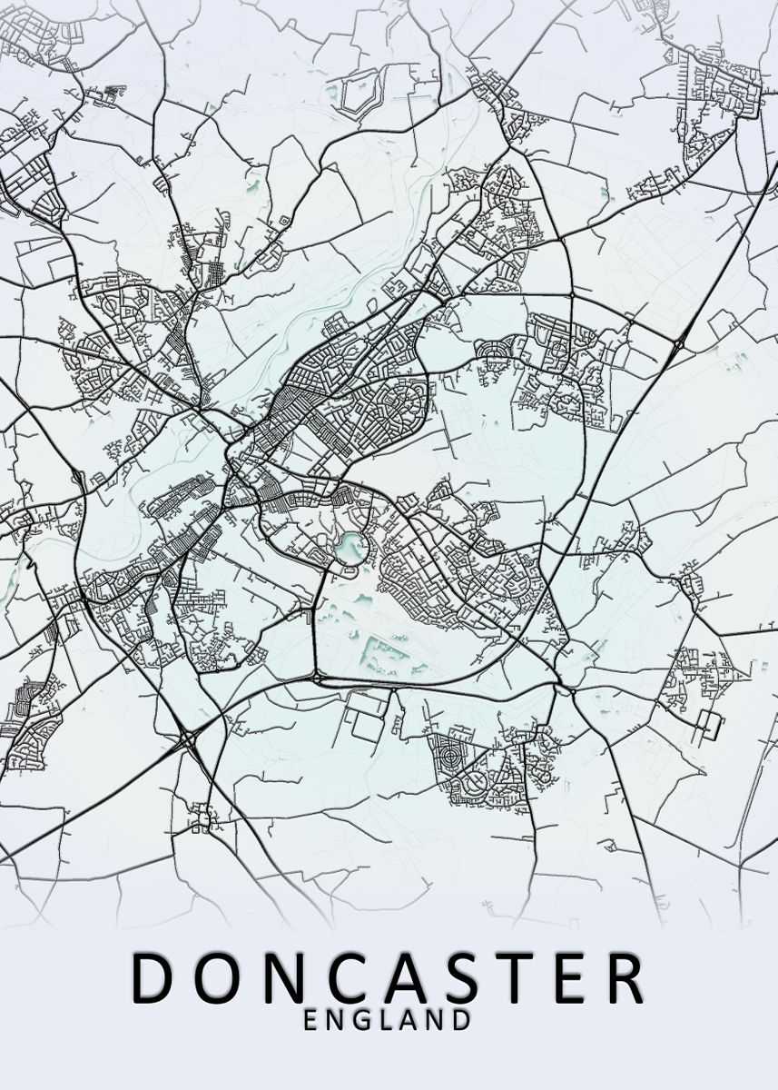 'Doncaster England City Map' Poster, picture, metal print, paint by ...