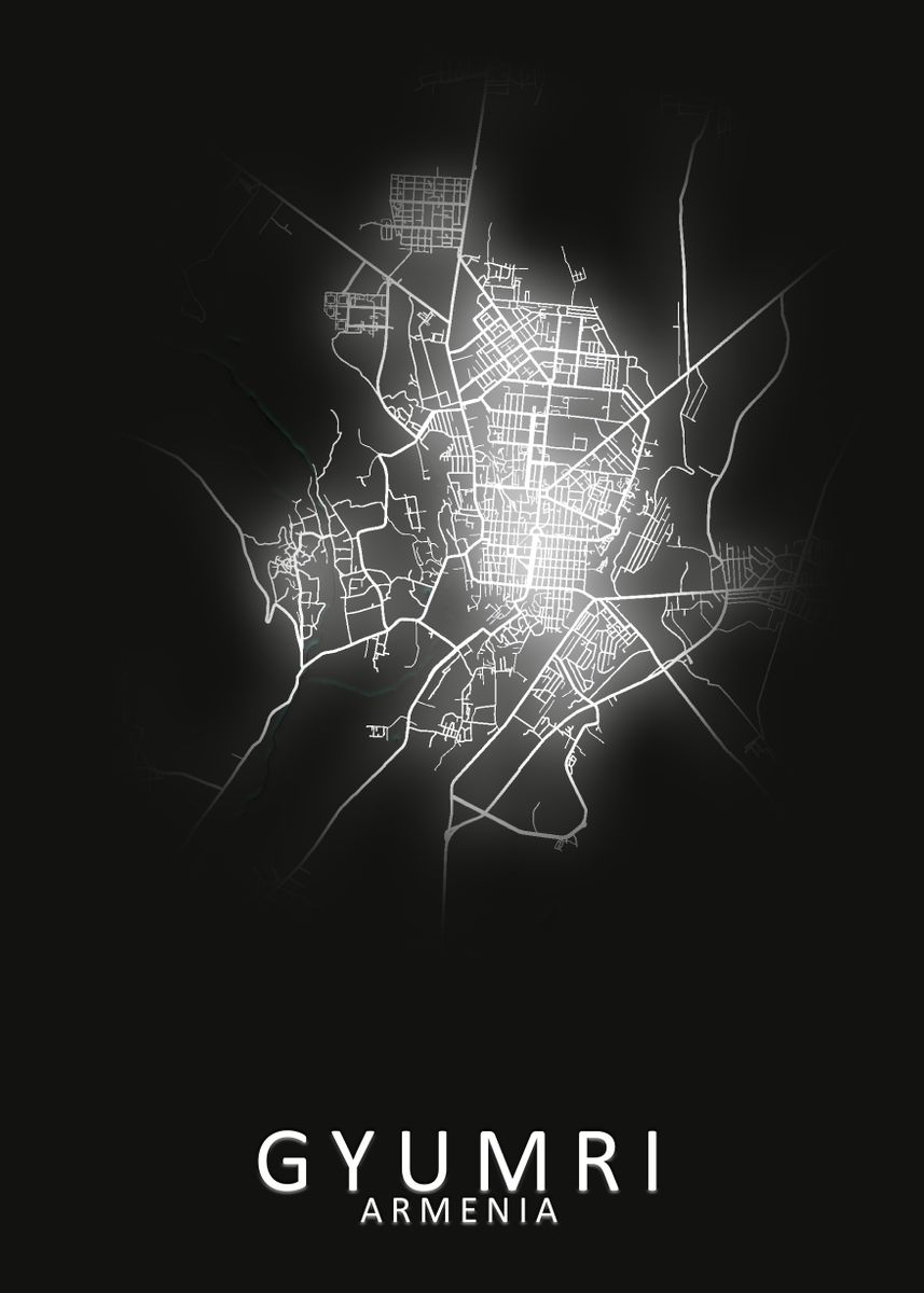 'Gyumri Armenia City Map' Poster by City Map Art Prints | Displate
