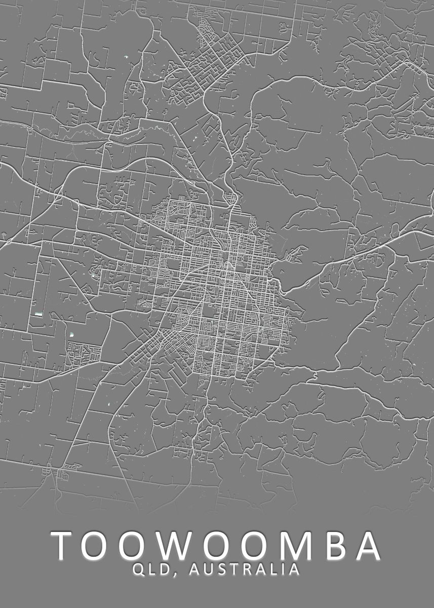 'Toowoomba Australia Map' Poster, picture, metal print, paint by City ...
