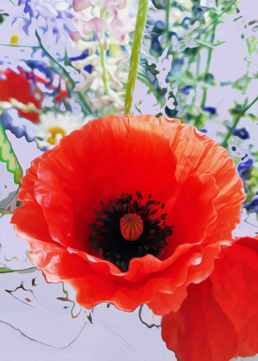'Poppy art' Poster, picture, metal print, paint by Edy Art Space | Displate