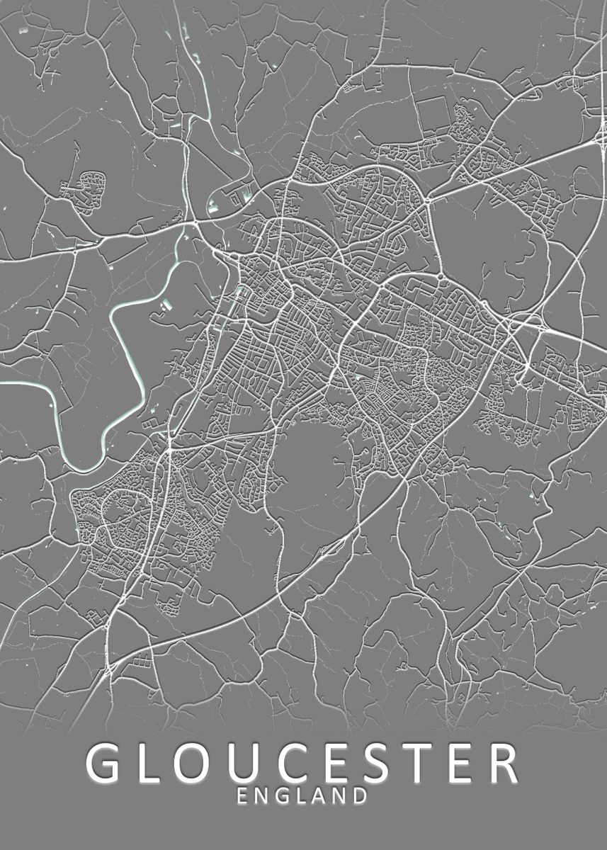 'Gloucester England Map' Poster, picture, metal print, paint by City ...