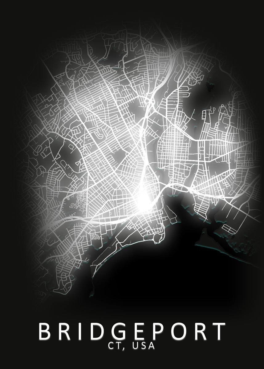 'Bridgeport CT USA City Map' Poster, picture, metal print, paint by ...