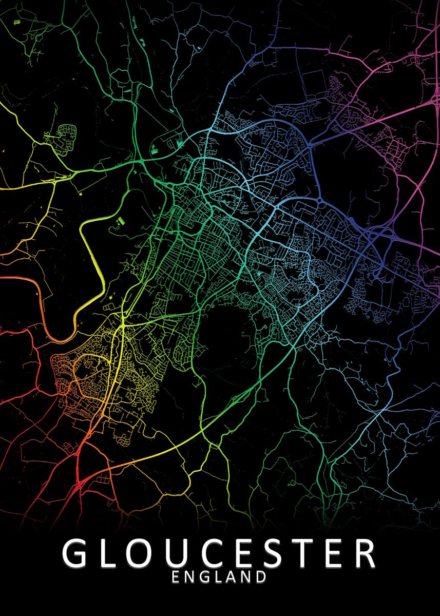 'Gloucester England Map' Poster by City Map Art Prints | Displate