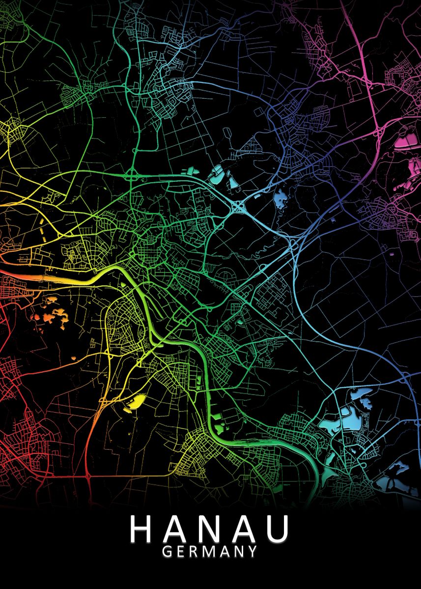 'Hanau Germany City Map' Poster by City Map Art Prints | Displate