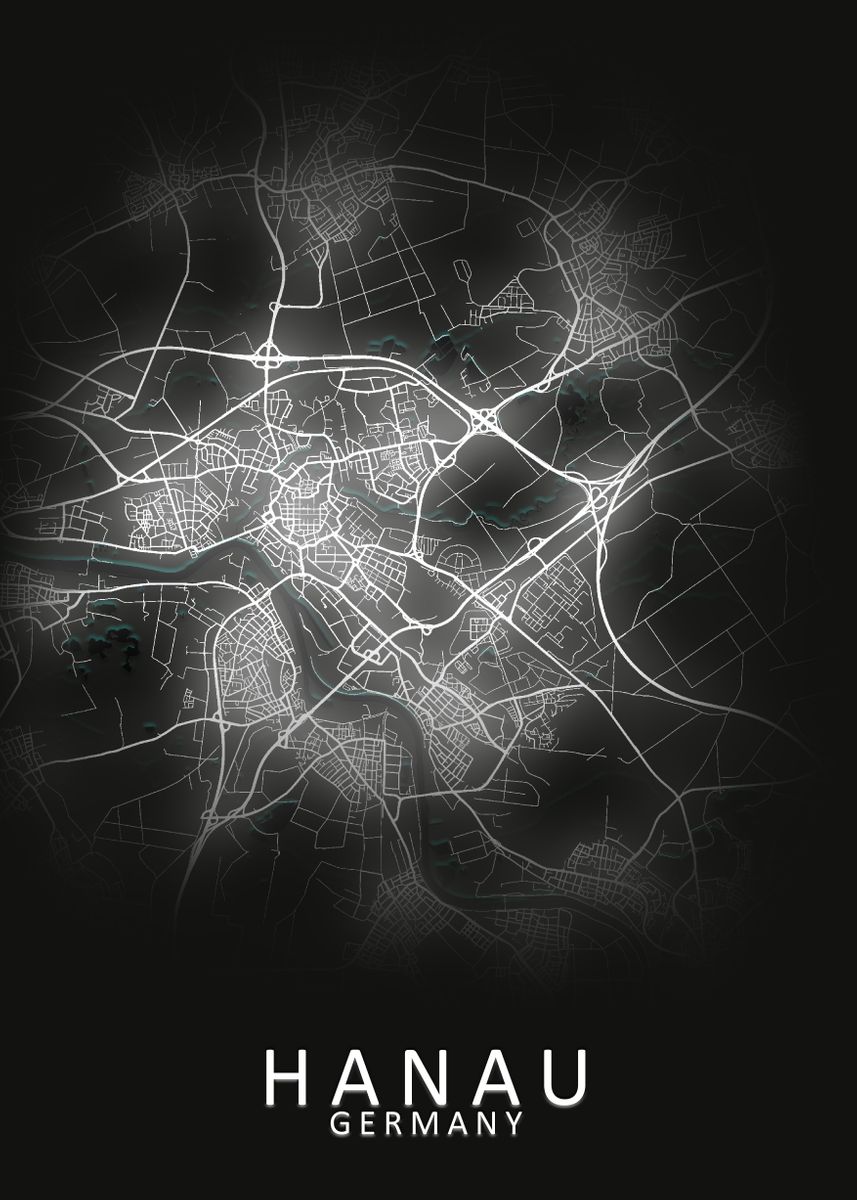'Hanau Germany City Map' Poster, picture, metal print, paint by City ...